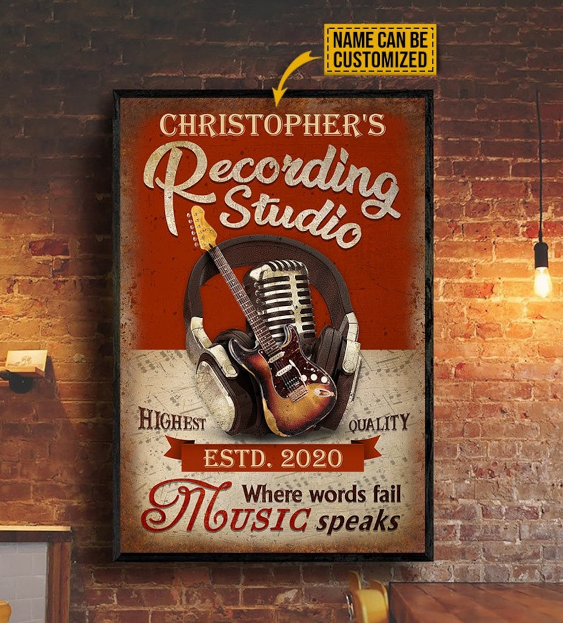 Buy 1 Get 1 Personalized Recording Studio Poster Music Lover | Etsy