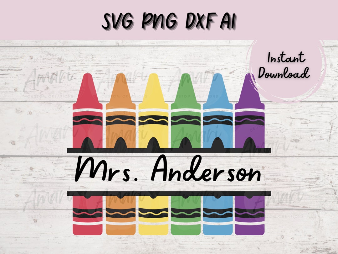 Crayon Monogram SVG: Teacher Name Frame (digital Download) - Etsy