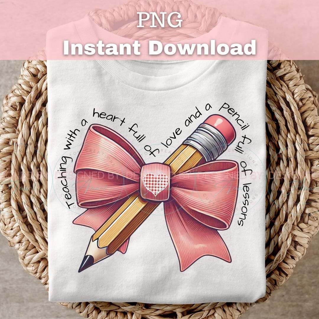 Teacher Coquette Bow PNG: Valentine's Day Design (digital Download) - Etsy