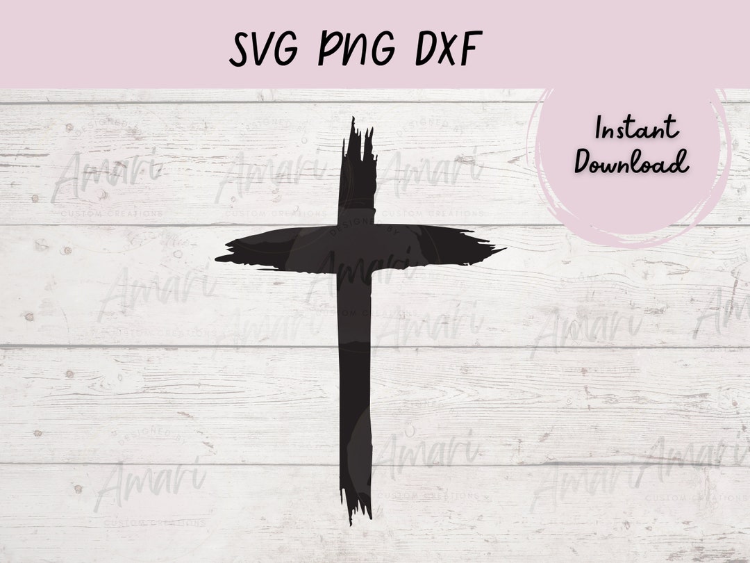 Rustic Brush Stroke Cross SVG: Religious Layered File (digital Download ...