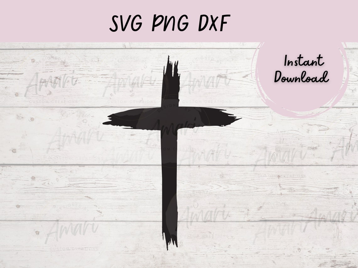 Rustic Brush Stroke Cross SVG: Religious Layered File (digital Download ...