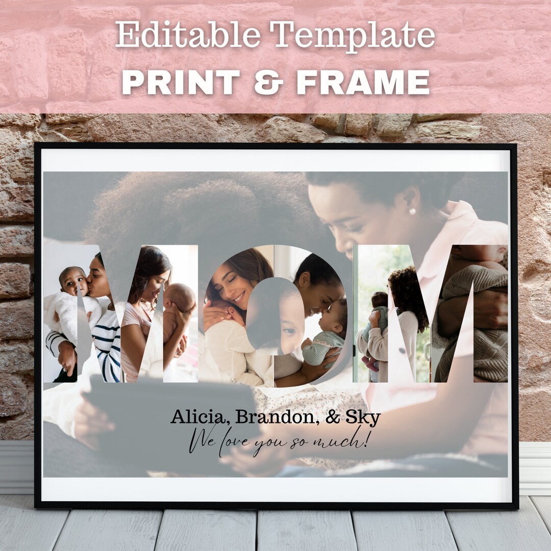 Mom Photo Frame Template, Mother's Day Gift, Editable Canva Template ...