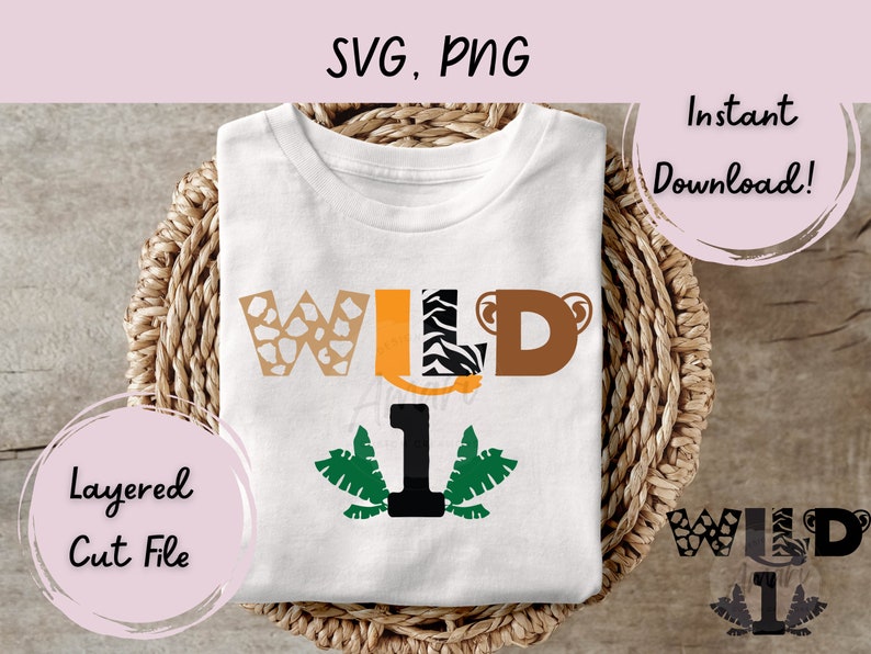 Wild One Birthday SVG and PNG Jungle Theme Birthday Design - Etsy