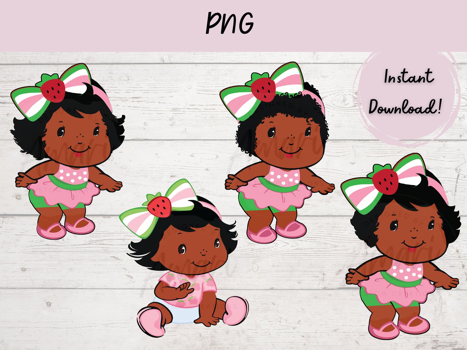 Baby Strawberry Shortcake African American PNG Files - Etsy