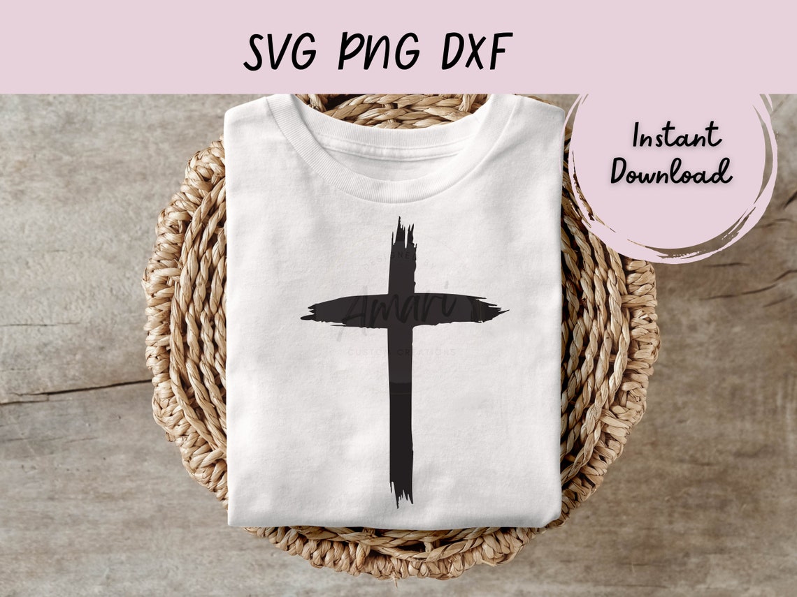 Rustic Brush Stroke Cross SVG: Religious Layered File (digital Download ...