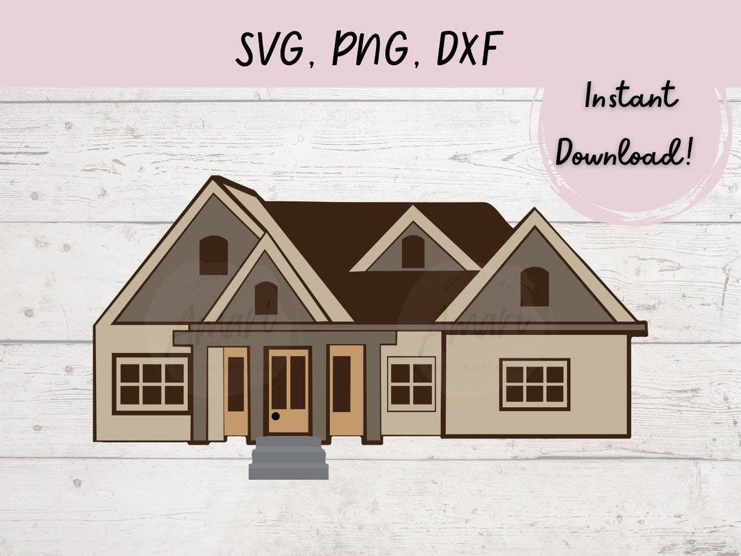One Story Home SVG: Layered House Cut File (PNG, DXF) - Etsy
