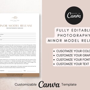 Model Release Form for Photography, Minor Model Release Form Editable ...