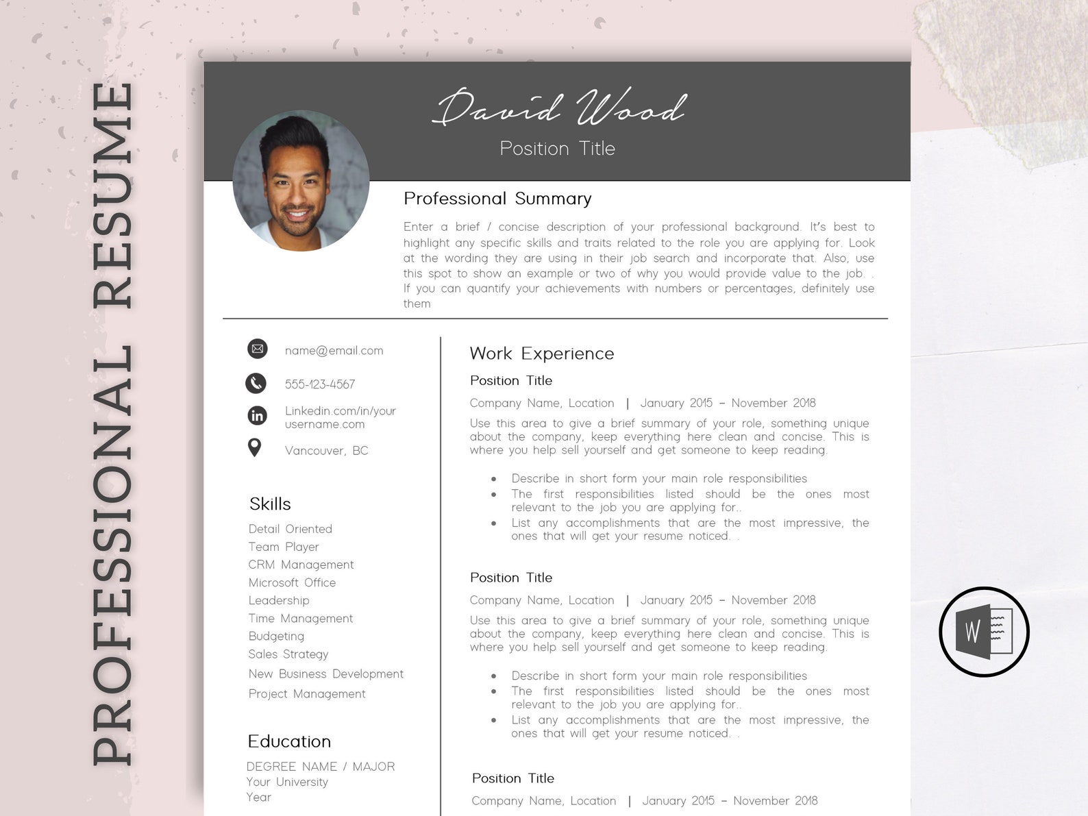 Resume Template With Photo, Professional Resume Template, Modern Resume ...