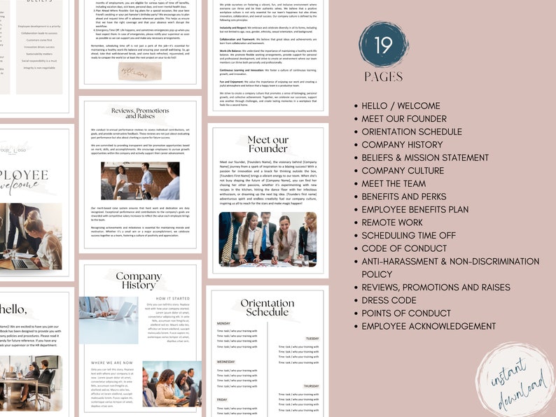 Employee Handbook Template Canva, Editable HR Manual, New Hire ...