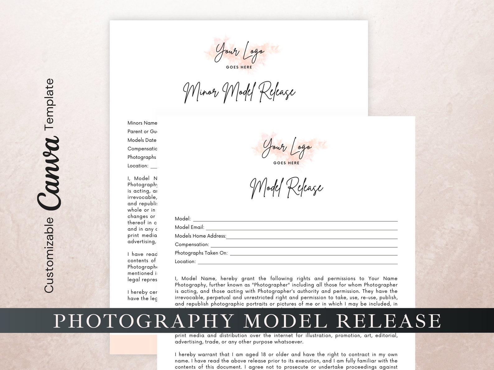 Model Release Form for Photography, Minor Model Release Form Editable ...