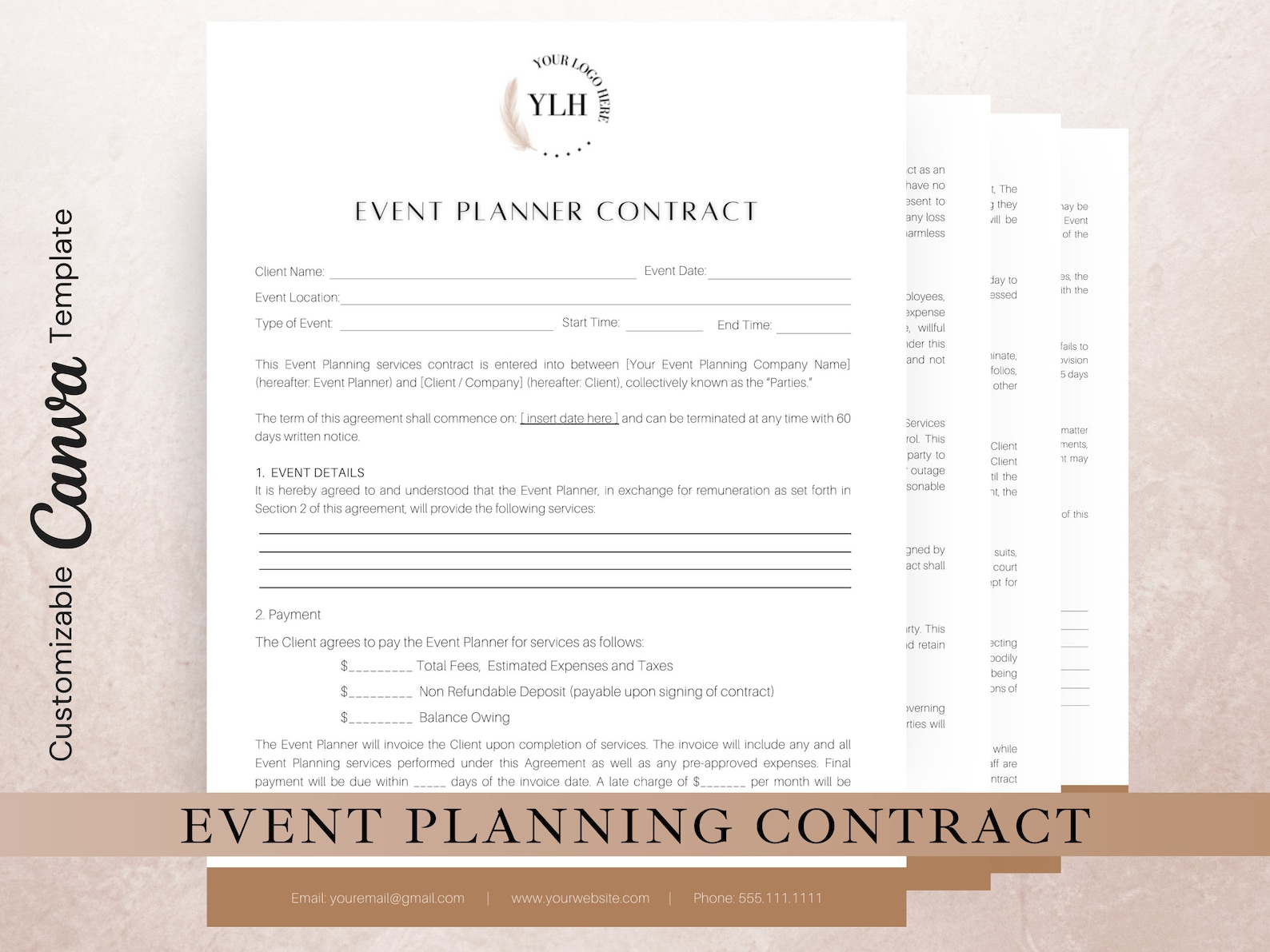 Event Planner Contract Template Edit in Canva Event Planner - Etsy Canada