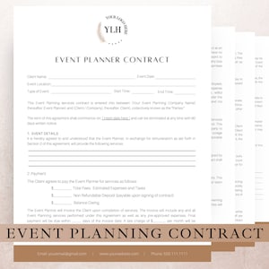 Event Planner Contract Template | Edit in Canva, Event Planner Client ...