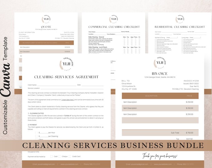 Cleaning Service Contract Template, Editable in Canva, Cleaning Agreement, Residential and ...