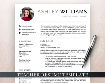 Modern Teacher Resume Template, Teacher Resume Template With Cover ...