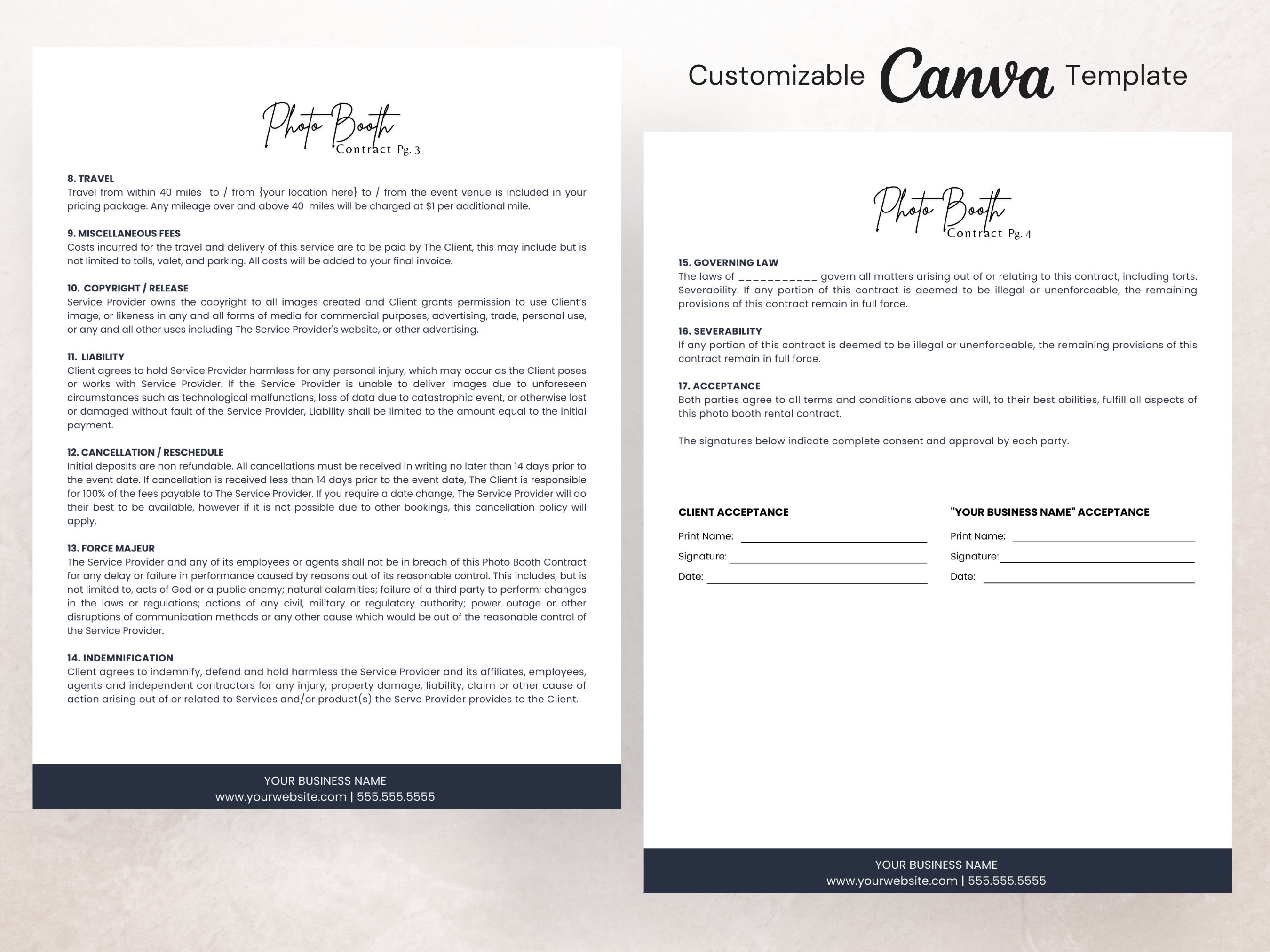 Photo Booth Rental Contract, Edit in Canva, Professional Photo Booth ...