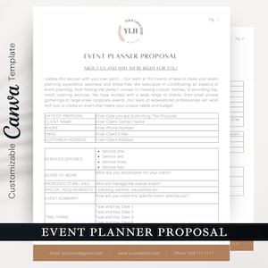 Event Planner Proposal Template | Edit in Canva, Event Planner Client ...