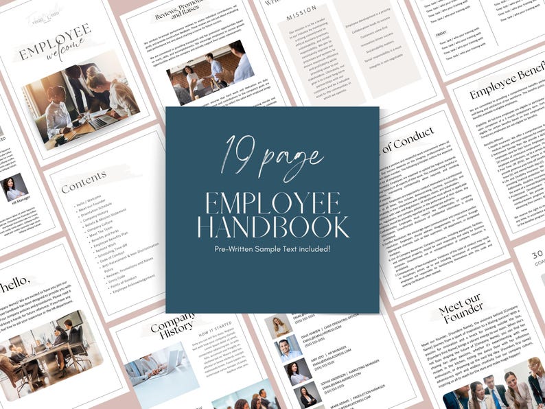 Editable Employee Handbook Template: HR Manual Canva (digital Download ...
