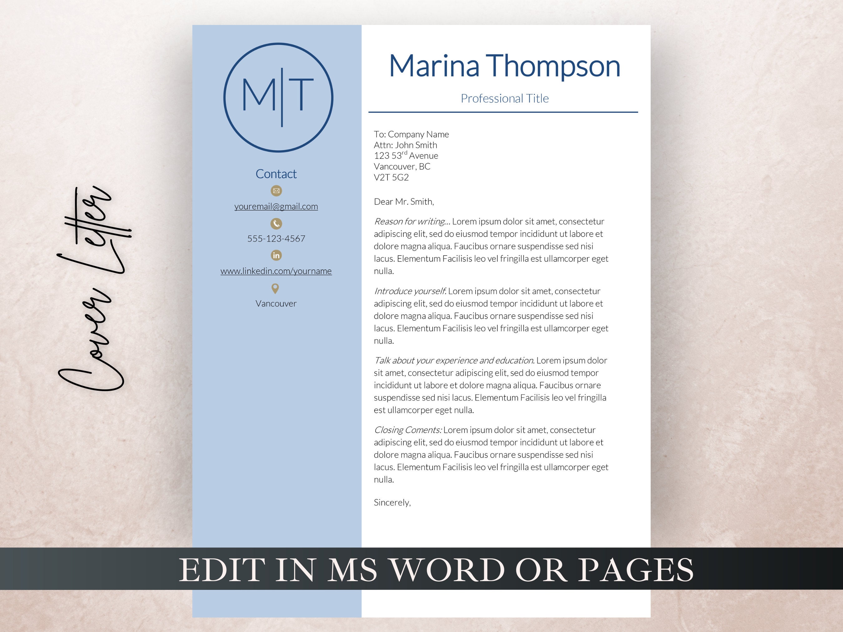 Modern Resume Template, 3 Page Resume Template, Professional CV ...