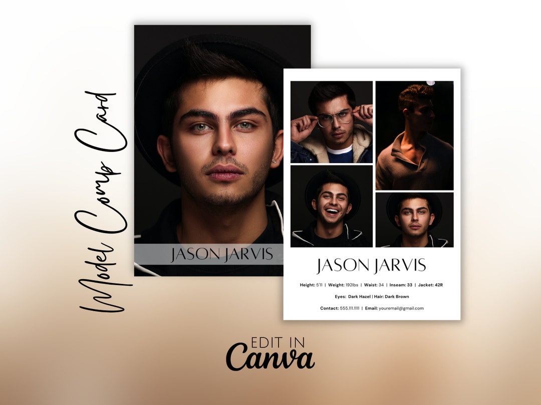 Modeling Comp Card Template, Modeling Photocard, Zed Card for Models, Z ...