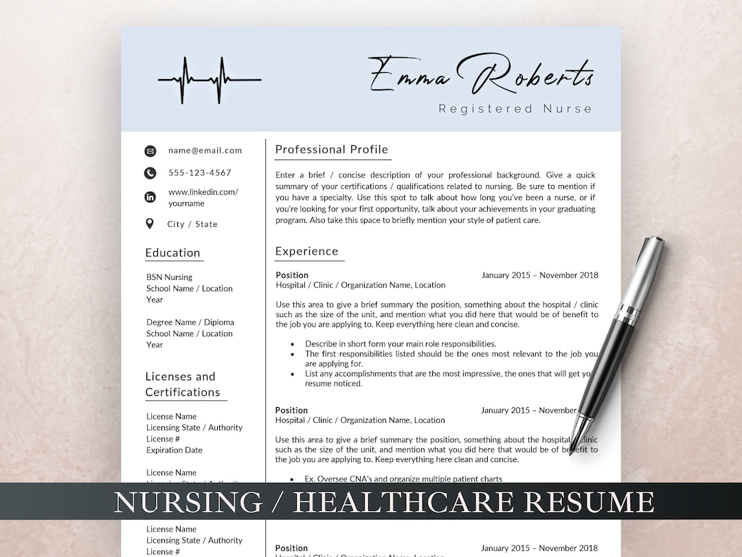 Nurse Resume Template, Resume Template for Word, RN Resume, Student ...