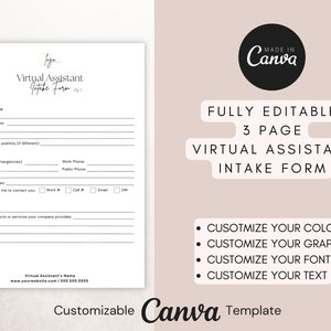 Virtual Assistant Client Intake Form, VA Client Questionnaire, Editable ...