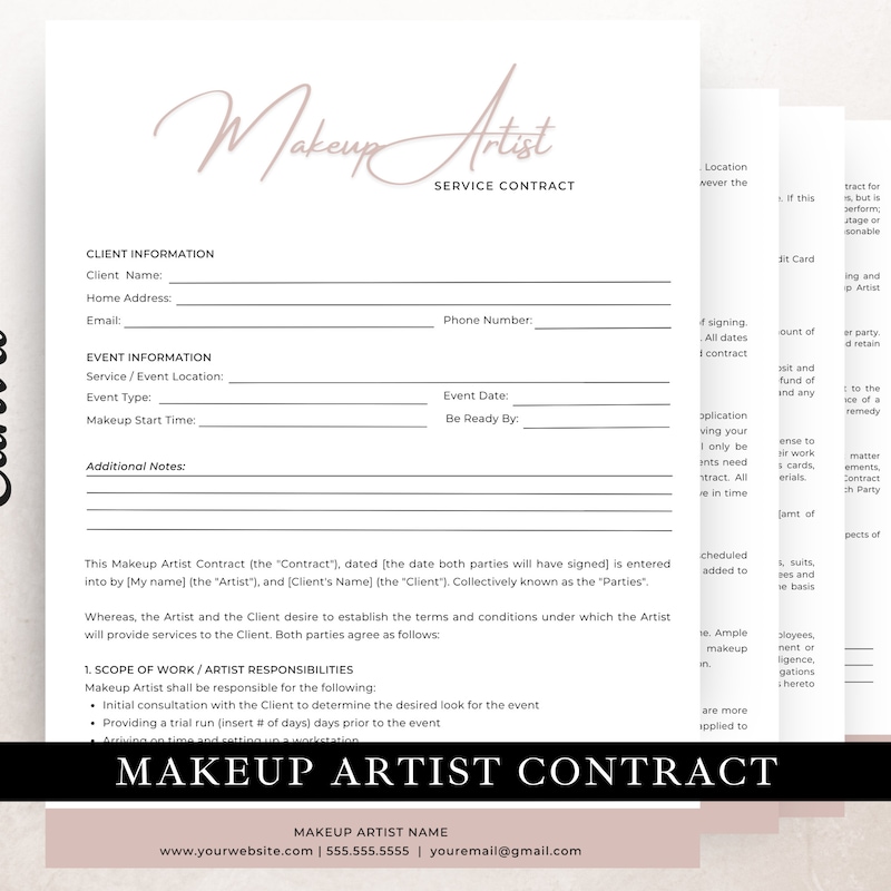 Makeup Legal Contract - Etsy