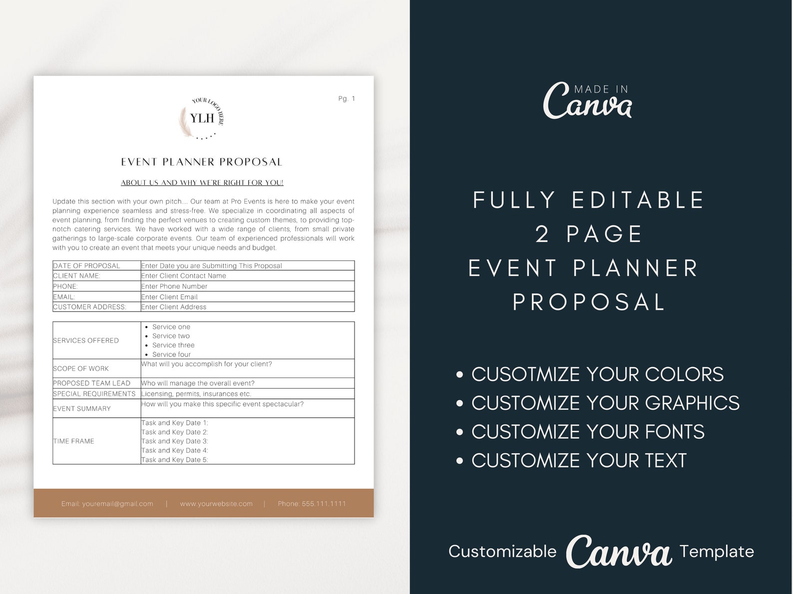 Event Planner Proposal Template | Edit in Canva, Event Planner Client ...