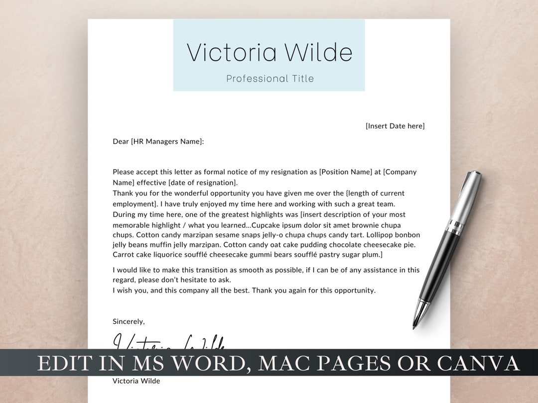 Resignation Letter | Professional Resignation Letter Template, Quitting ...