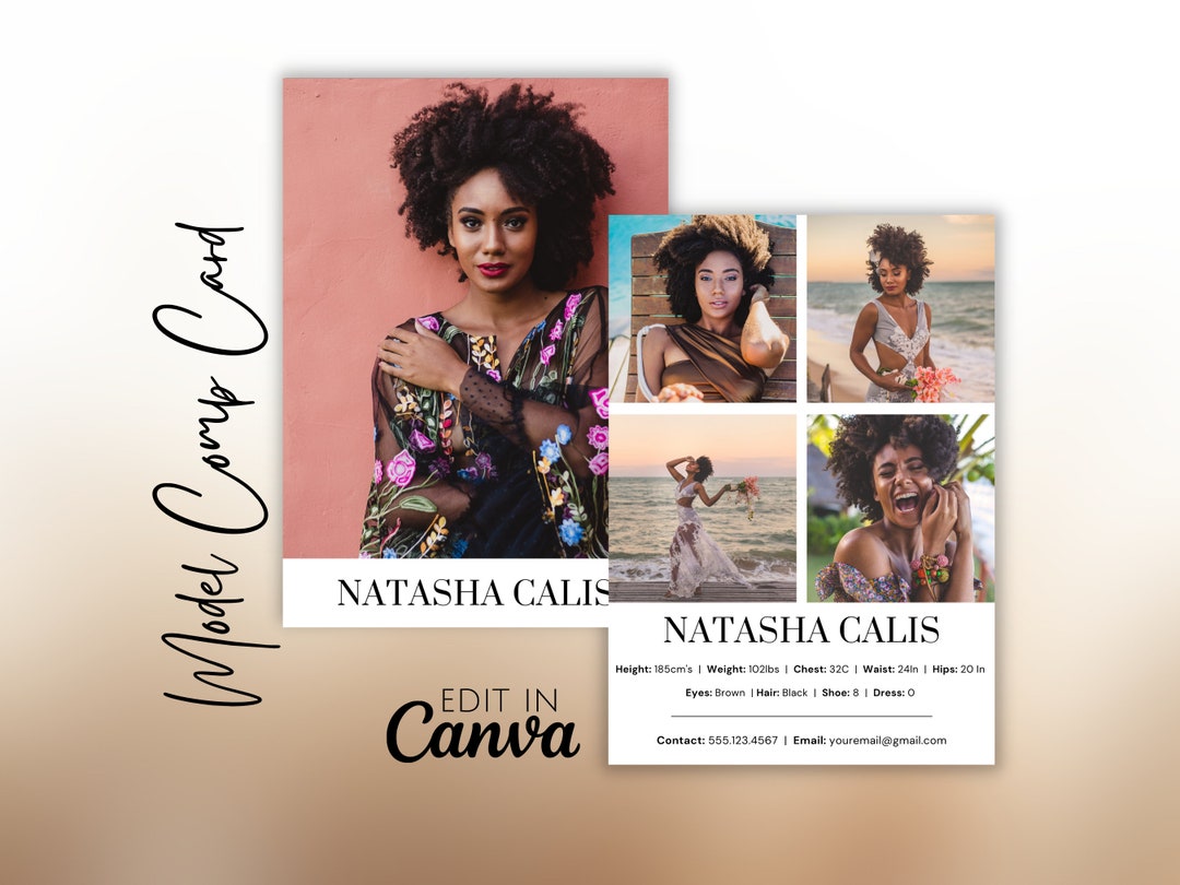 Modeling Comp Card Template, Modeling Photocard, Zed Card for Models, Z ...