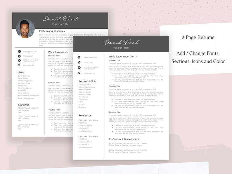 Resume Template With Photo, Professional Resume Template, Modern Resume ...