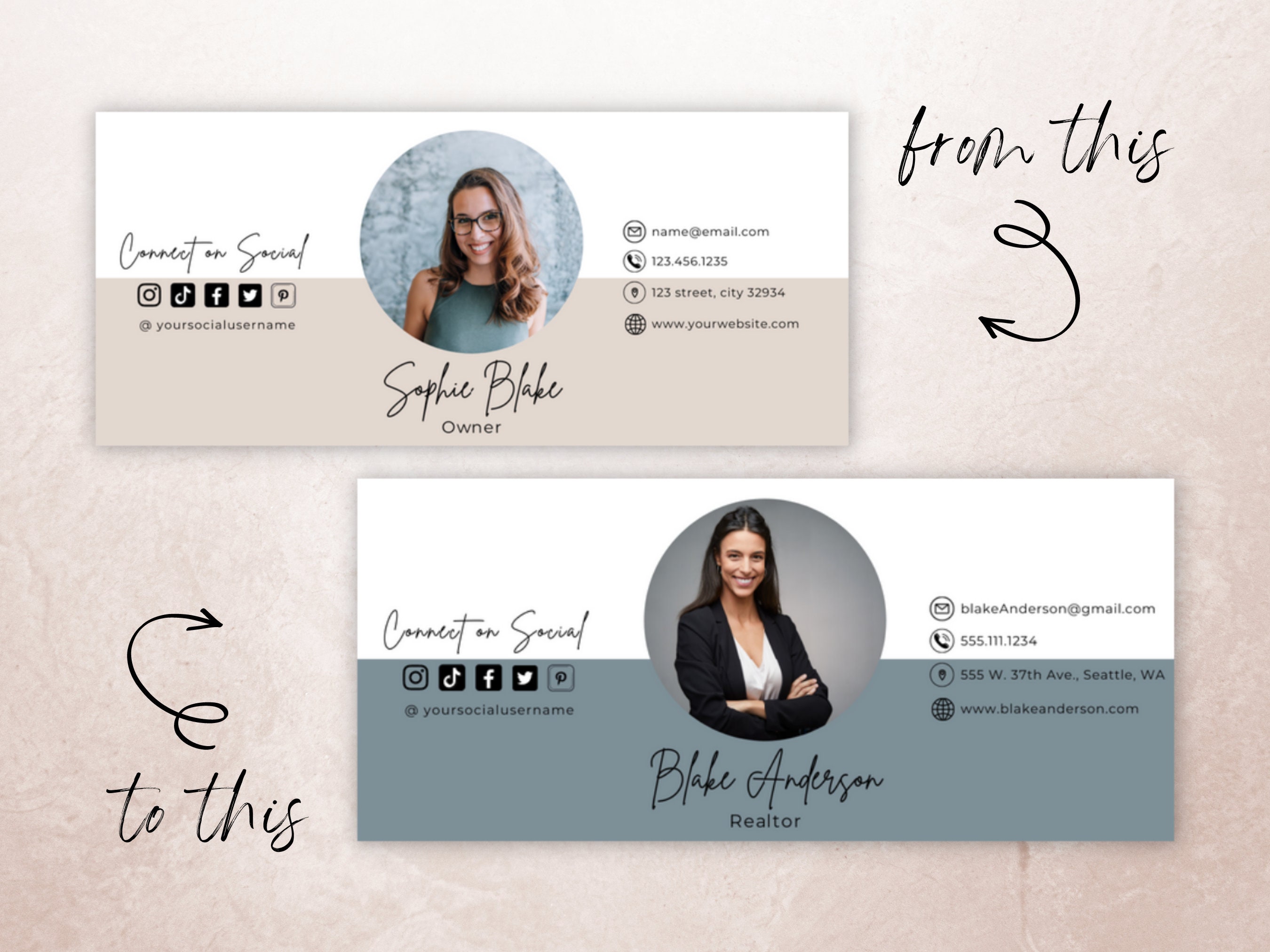 Email Signature Template Editable in Canva, Gmail Signature, Small ...