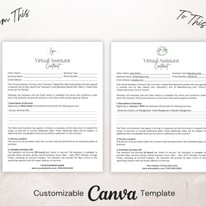 Virtual Assistant Contract Template and Intake Form, VA Contract ...