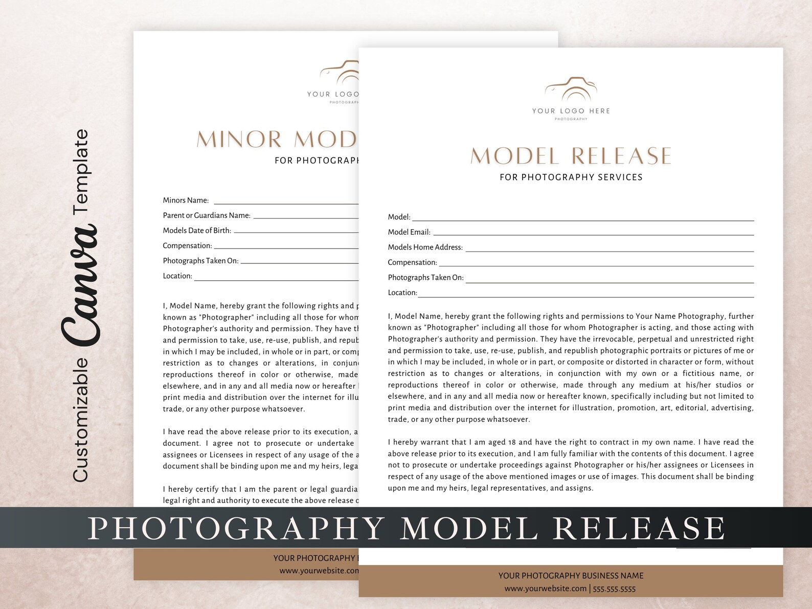 Model Release Form for Photography, Minor Model Release Form Editable ...