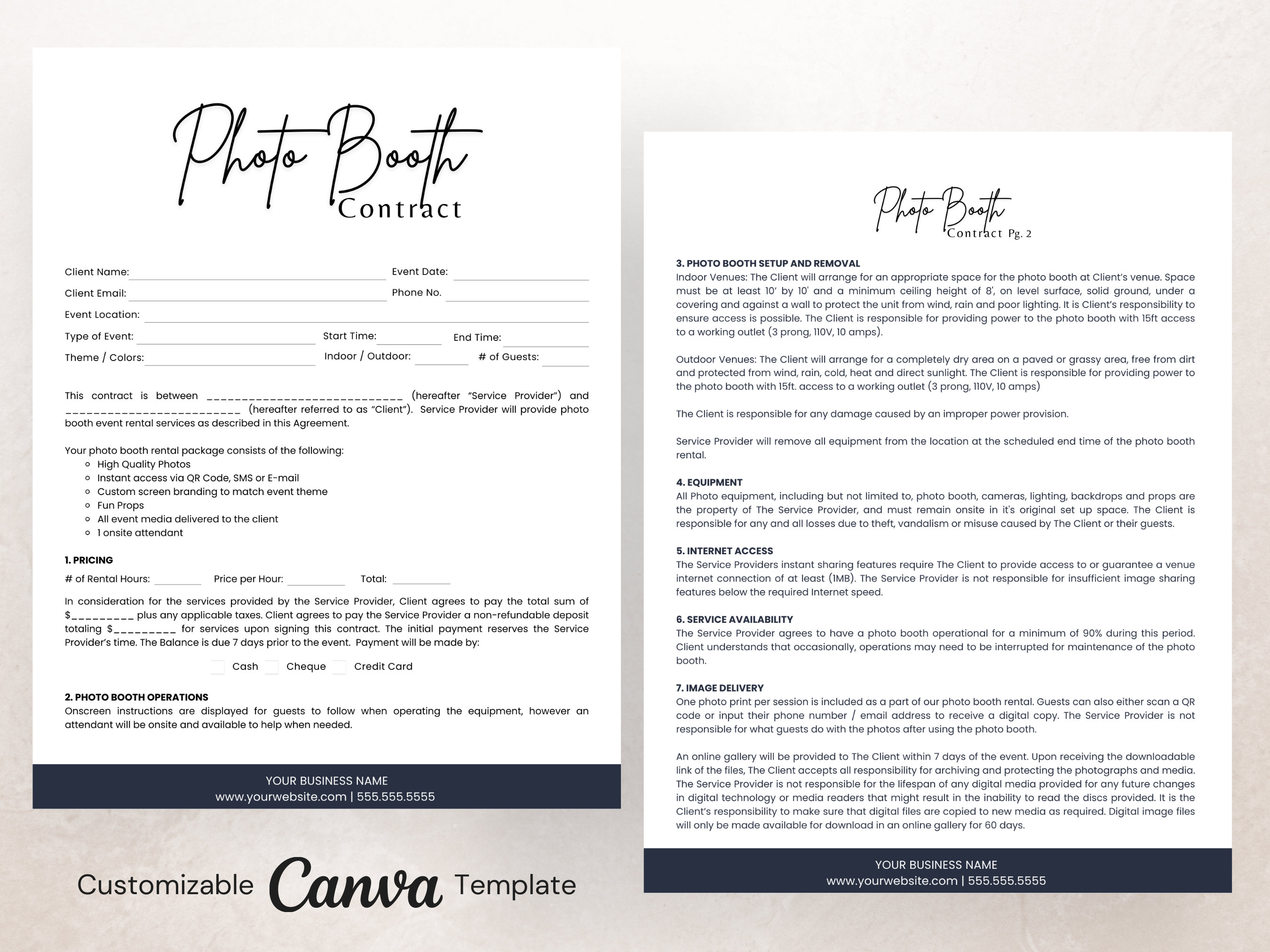 Photo Booth Rental Contract, Edit in Canva, Professional Photo Booth ...
