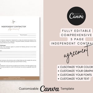 Independent Contractor Agreement, Editable in Canva, General Contractor ...