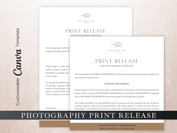 Photography Print Release Form Sample Photo Print Release Form