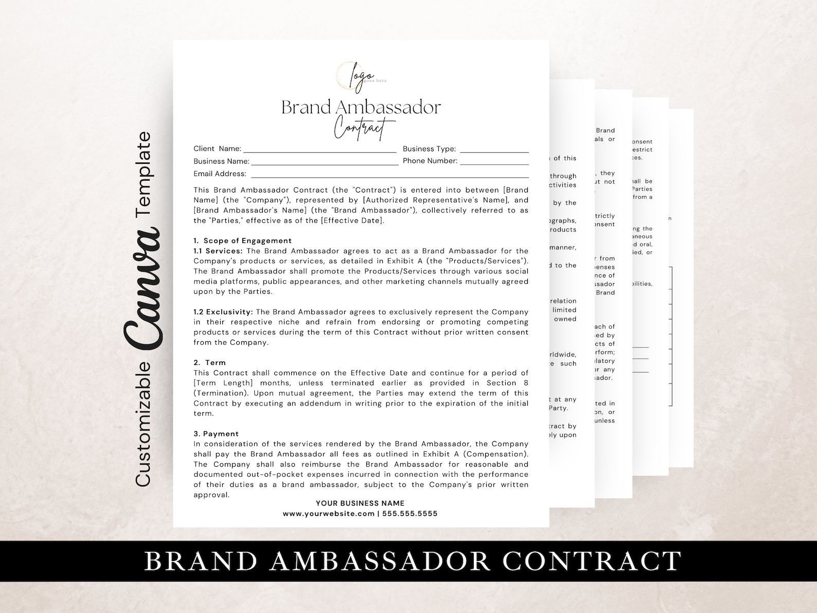 Brand Ambassador Contract Template, Edit in Canva, Brand Ambassador ...