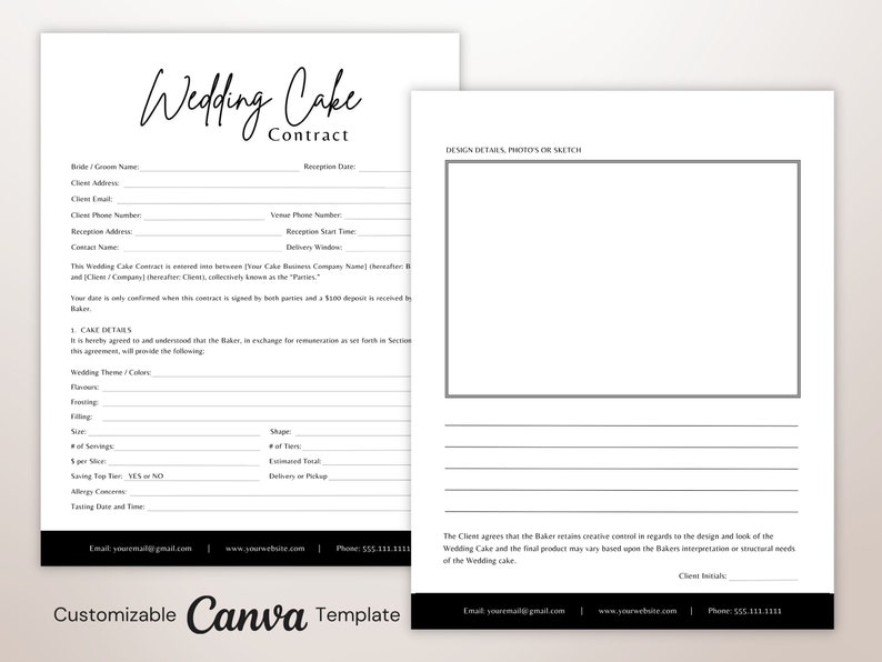 Wedding Cake Contract Template | Edit in Canva, Contract for Baker ...