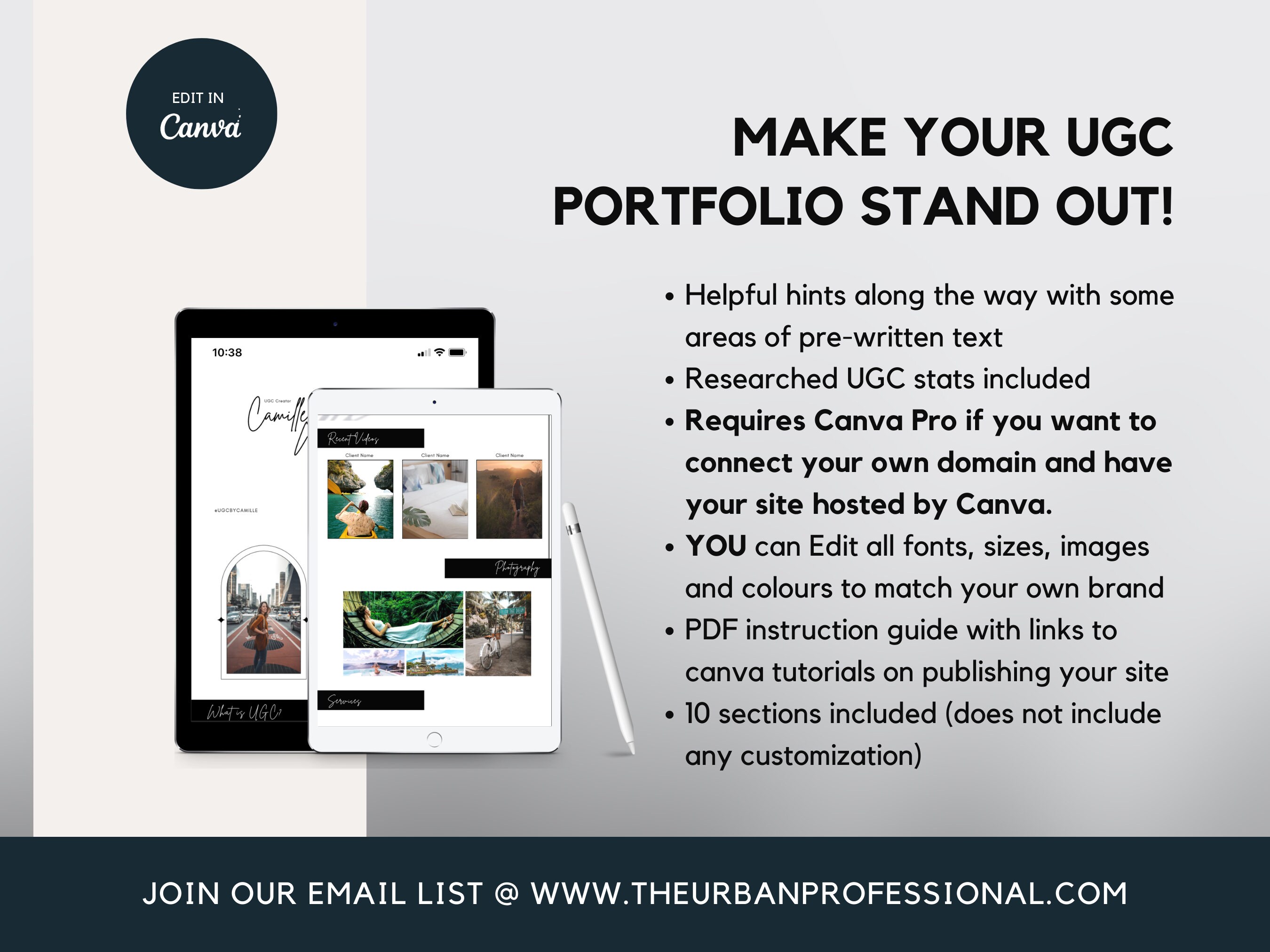 UGC Portfolio, UGC Website Template Editable in Canva, UGC Media Kit ...