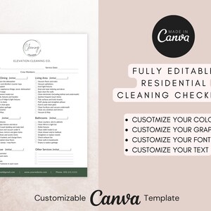 Professional Residential Cleaning Checklist, Editable in CANVA ...