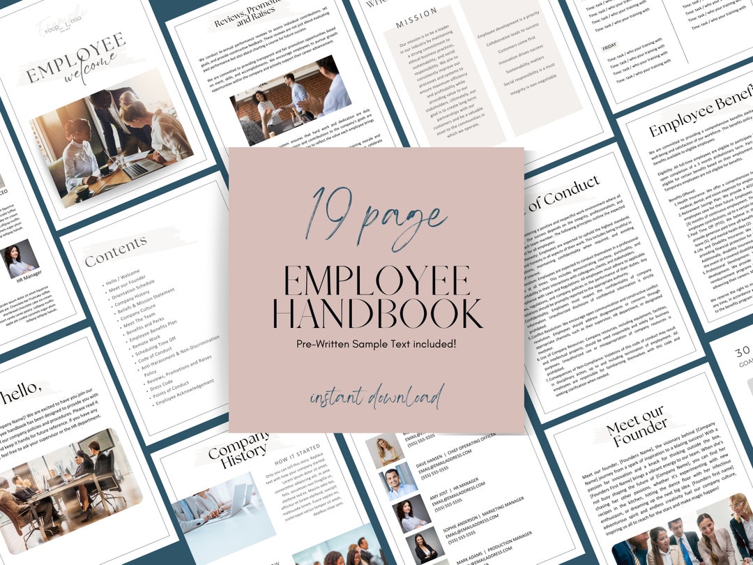 Employee Handbook Template Canva, Editable HR Manual, New Hire ...