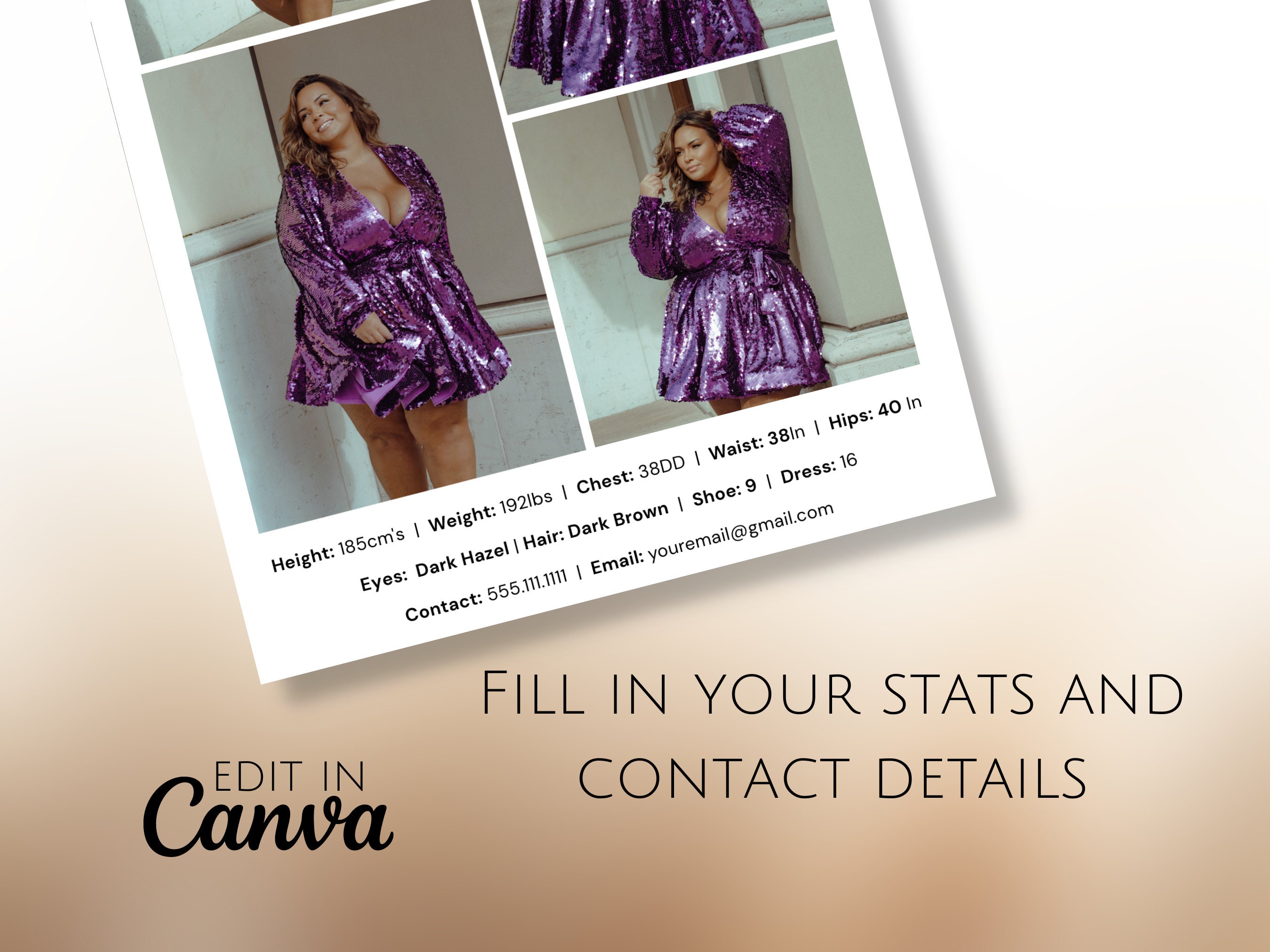 Modeling Comp Card Template, Modeling Photocard, Zed Card for Models, Z ...