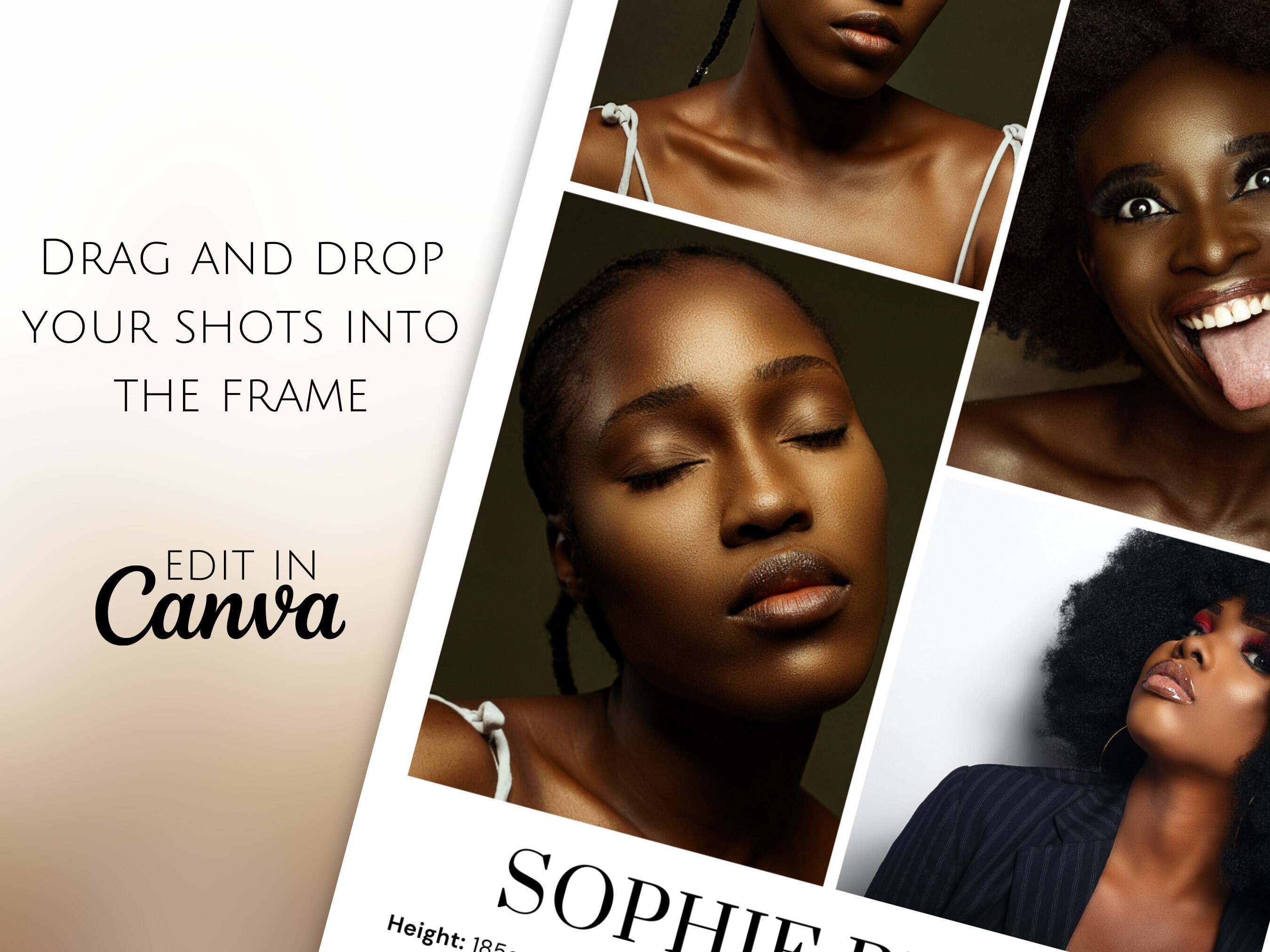 Modeling Comp Card Template, Modeling Photocard, Zed Card for Models, Z ...