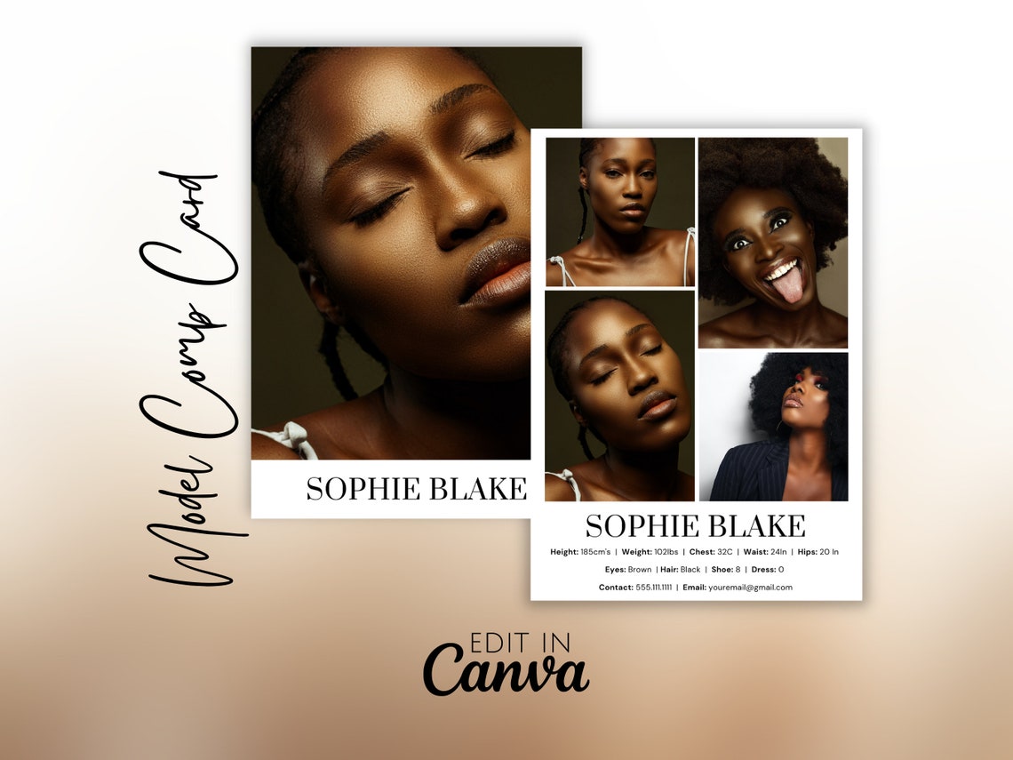 Modeling Comp Card Template, Modeling Photocard, Zed Card for Models, Z ...