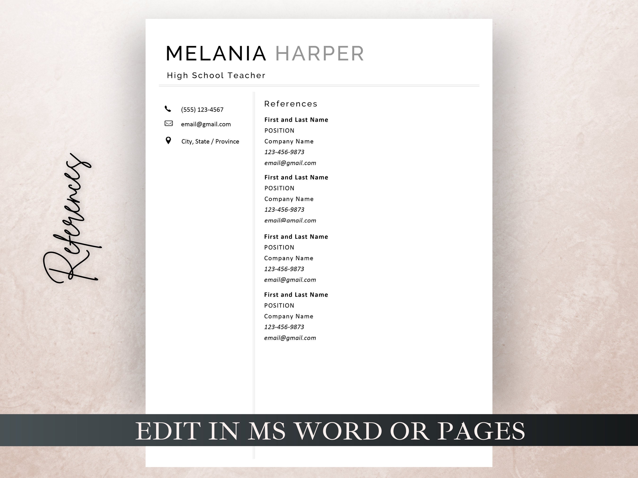 Teacher Resume Template for Word and Pages, Teacher CV Template ...