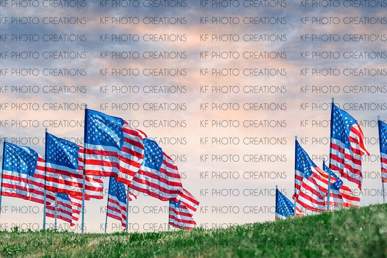 American Flag Field Digital Background - Etsy