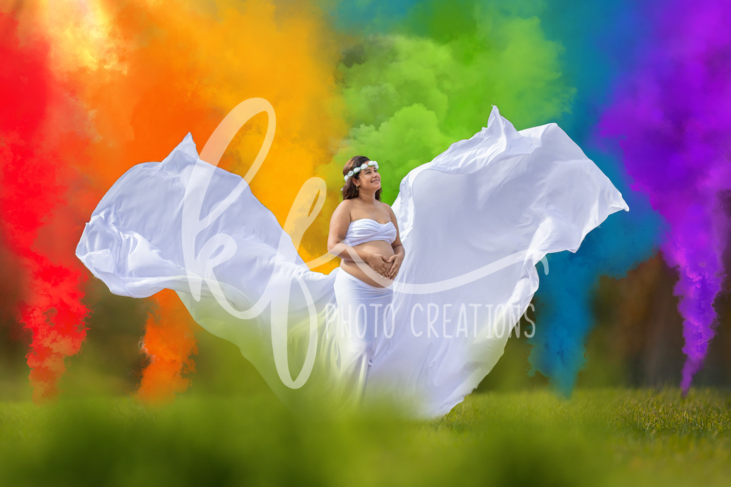 Maternity Rainbow Baby Smoke Bomb Digital Backdrop, Maternity Rainbow ...