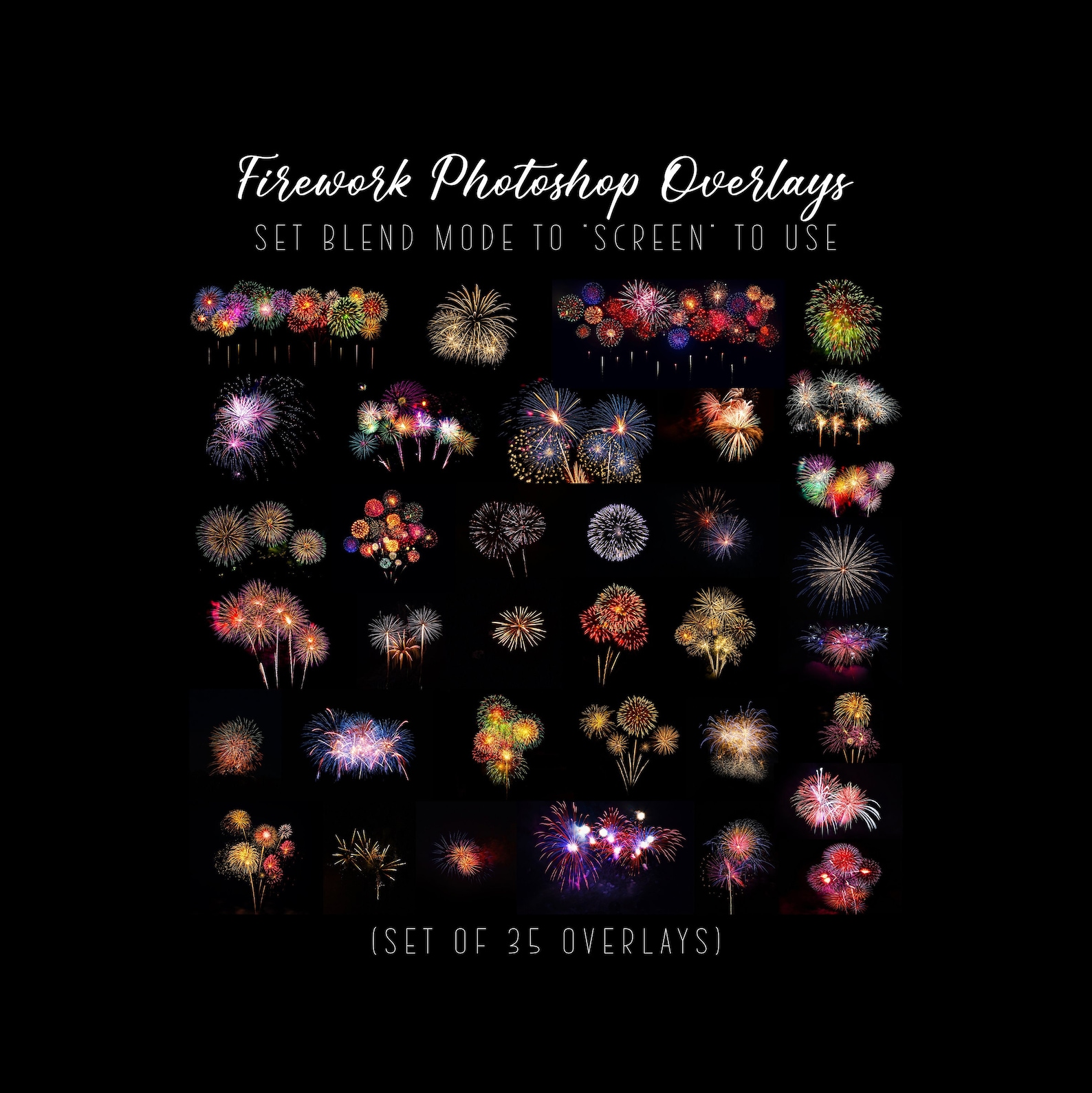 35 Firework Digital Photoshop Overlays - Etsy