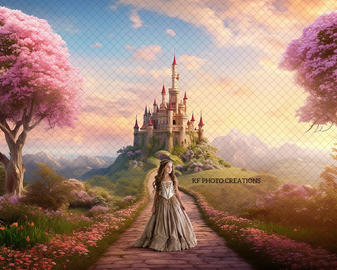 Princess Castle Pathway Digital Background - Etsy