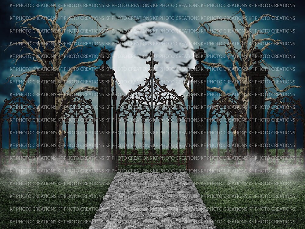 Spooky Halloween Pathway Digital Backdrop Spooky Halloween | Etsy